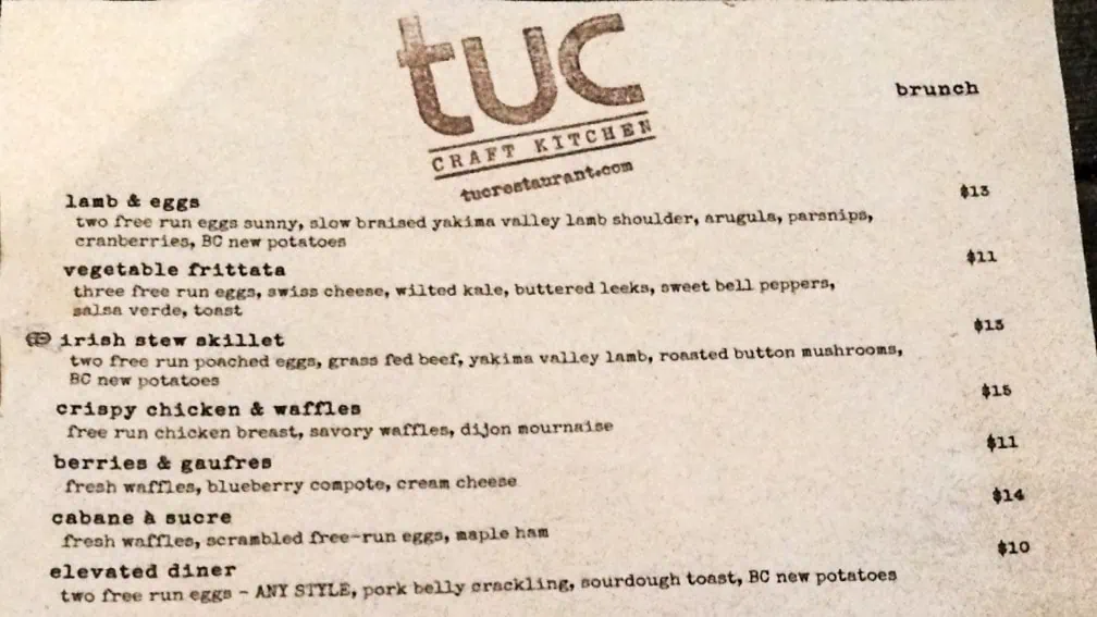 Brunch at Gastown's Tuc Craft Kitchen in downtown Vancouver