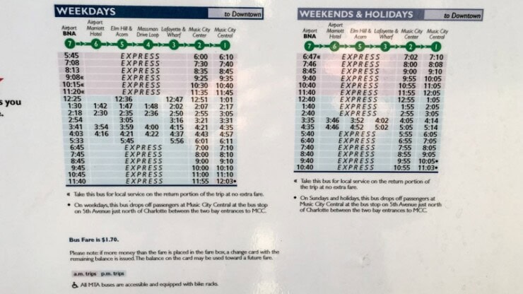 How to get from BNA Airport to downtown Nashville on Bus 18